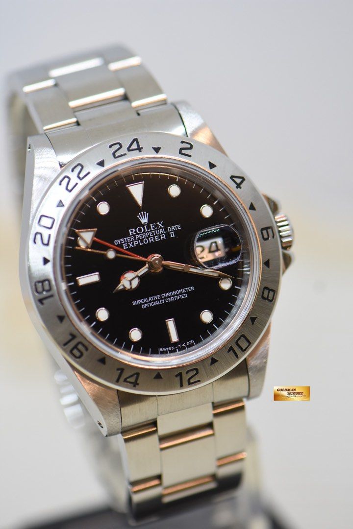 ROLEX OYSTER PERPETUAL EXPLORER II 40mm STEEL BLACK TRITIUM DIAL ...