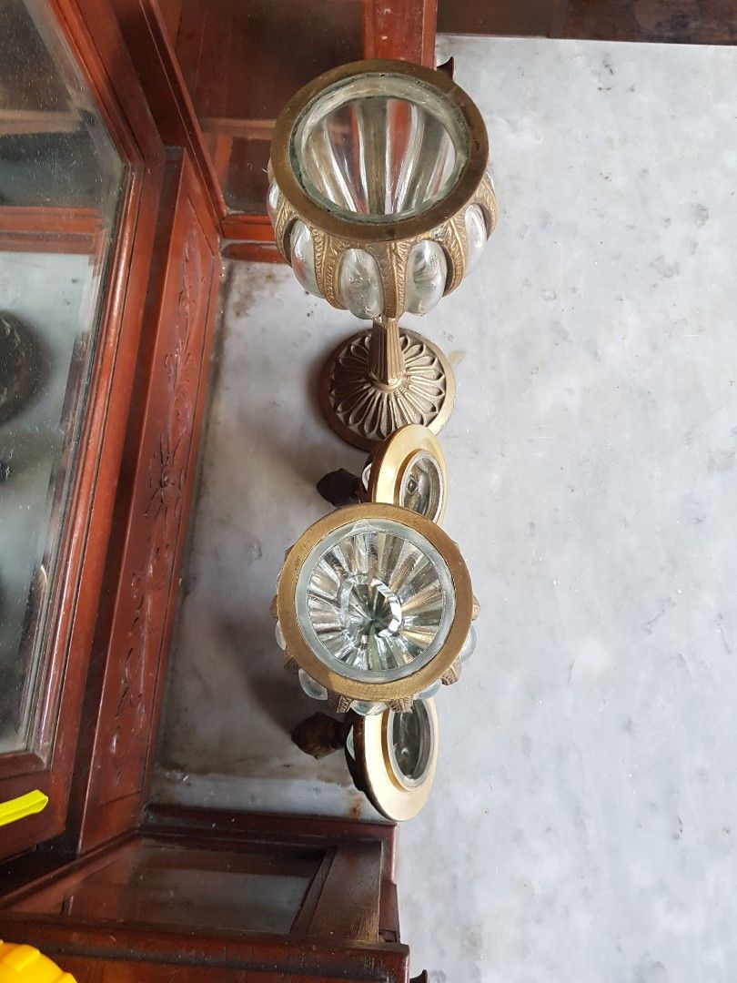 sepasang toples standing antik eropa material kristal dan meral cantik ...