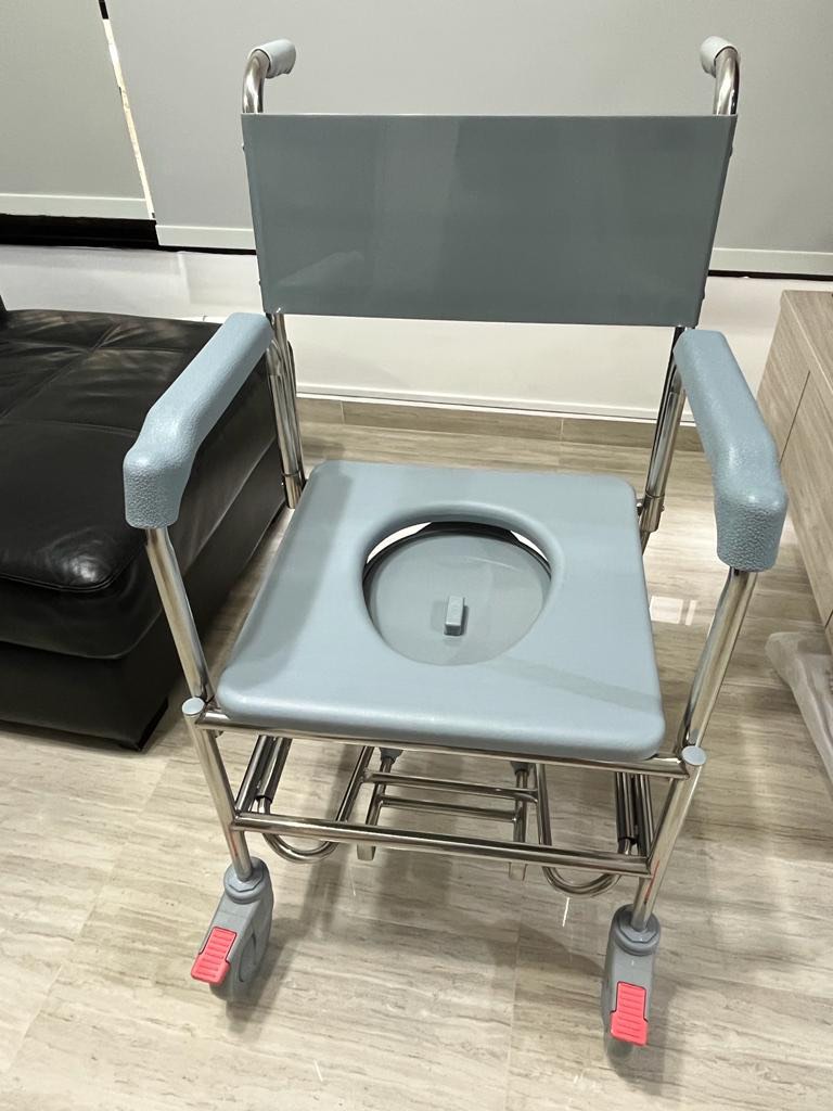 S/S Commode Chair with Plastic Fork and PVC Seat Cushion, Health ...
