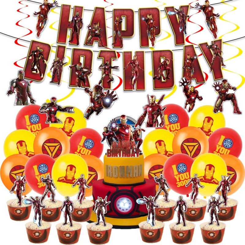 Superhero Iron Man Theme Party Decorations Set Latex Balloons Banner ...