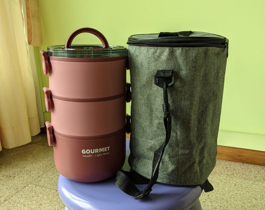 Takeaway Food Carrier Tiffin Tingkat Dabao Lunch Box with Thermal Bag ...