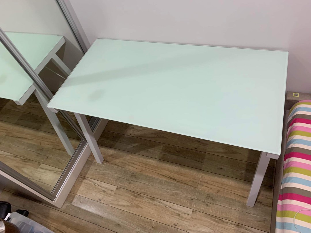 Tempered glass table study table, Furniture & Home Living, Furniture ...