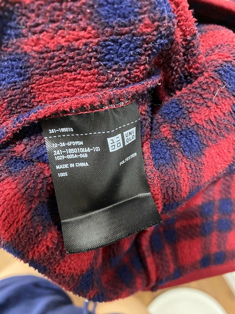 Uniqlo Fleece Jacket Checkered Red Spring Fall Autumn Winter Small ...