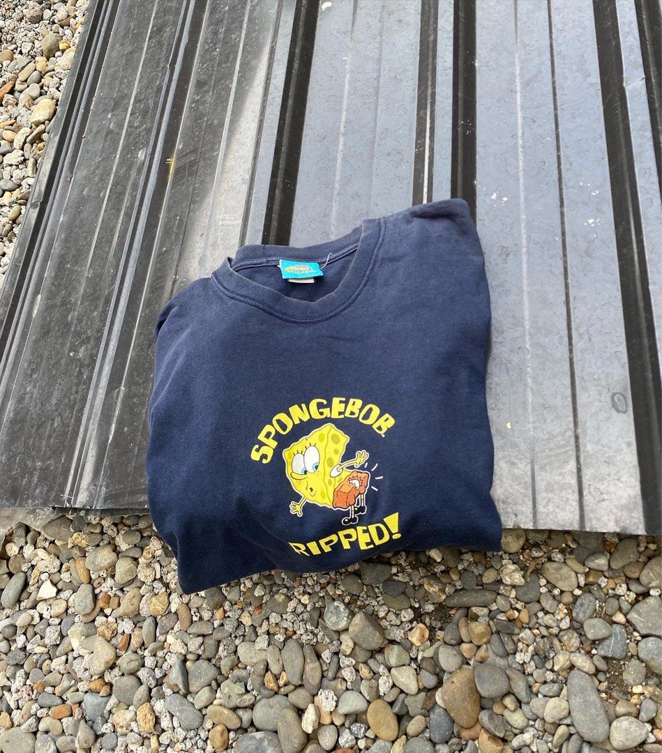 Vintage Spongebob Ripped Pants Fesyen Pria Pakaian Atasan Di Carousell 0884