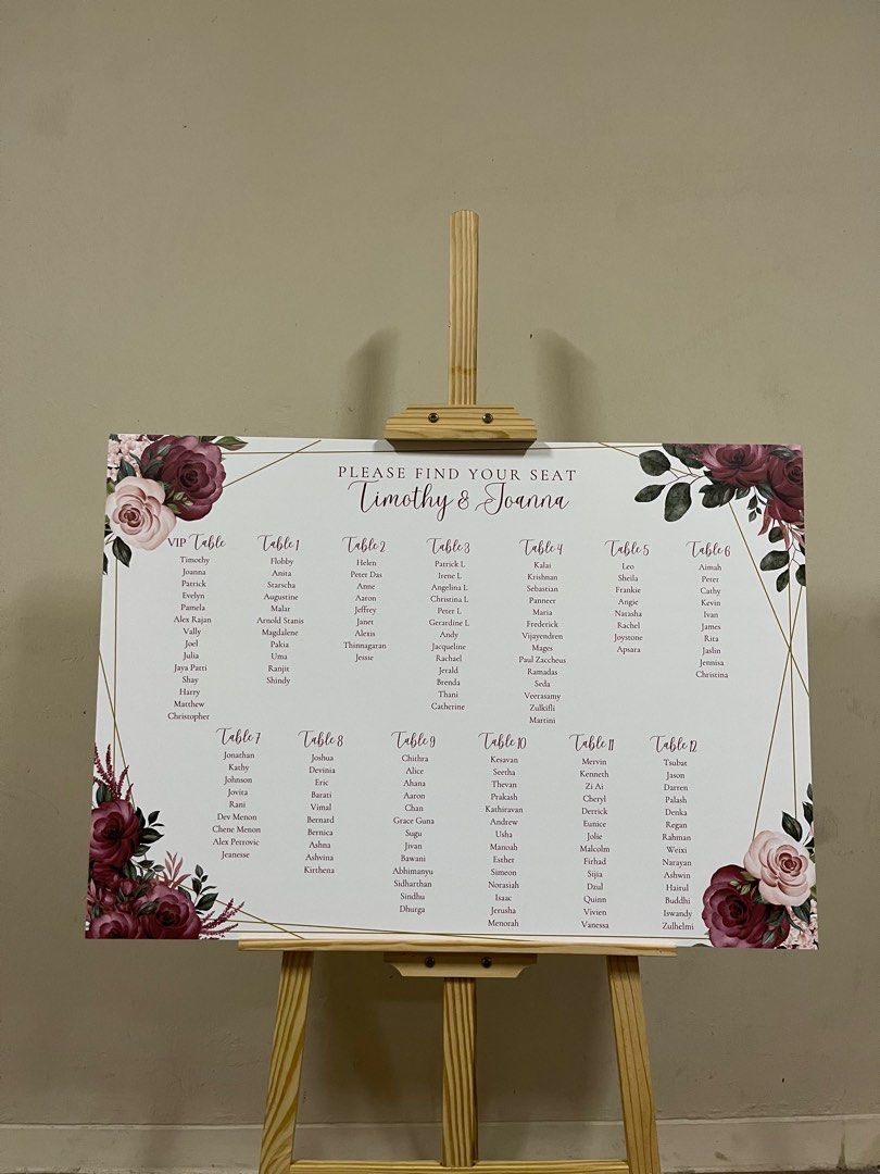 Wedding Seating Chart, Hobbies & Toys, Stationery & Craft, Occasions ...
