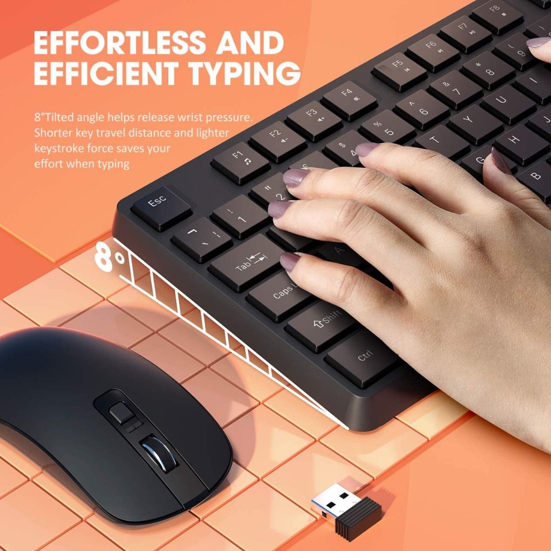 Wireless Keyboard And Mouse Set Uk Ponvit Wireless Keyboard Ergonomic Full Size Design And Quiet