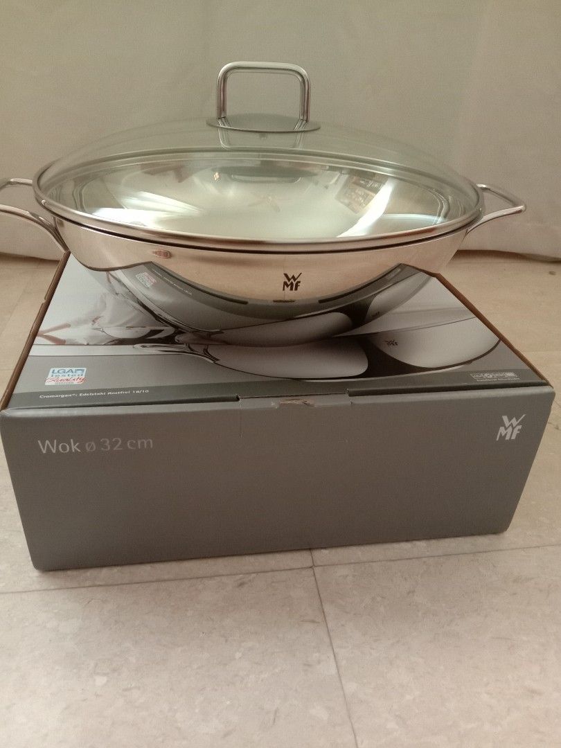 WMF Stainless Steel Wok 32cm, Furniture & Home Living, Kitchenware ...