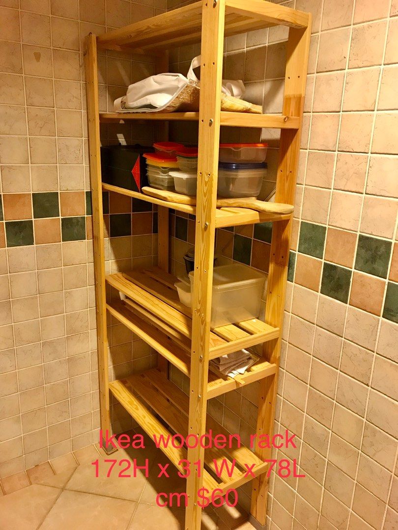 Wooden ikea rack, Furniture & Home Living, Furniture, Shelves, Cabinets ...