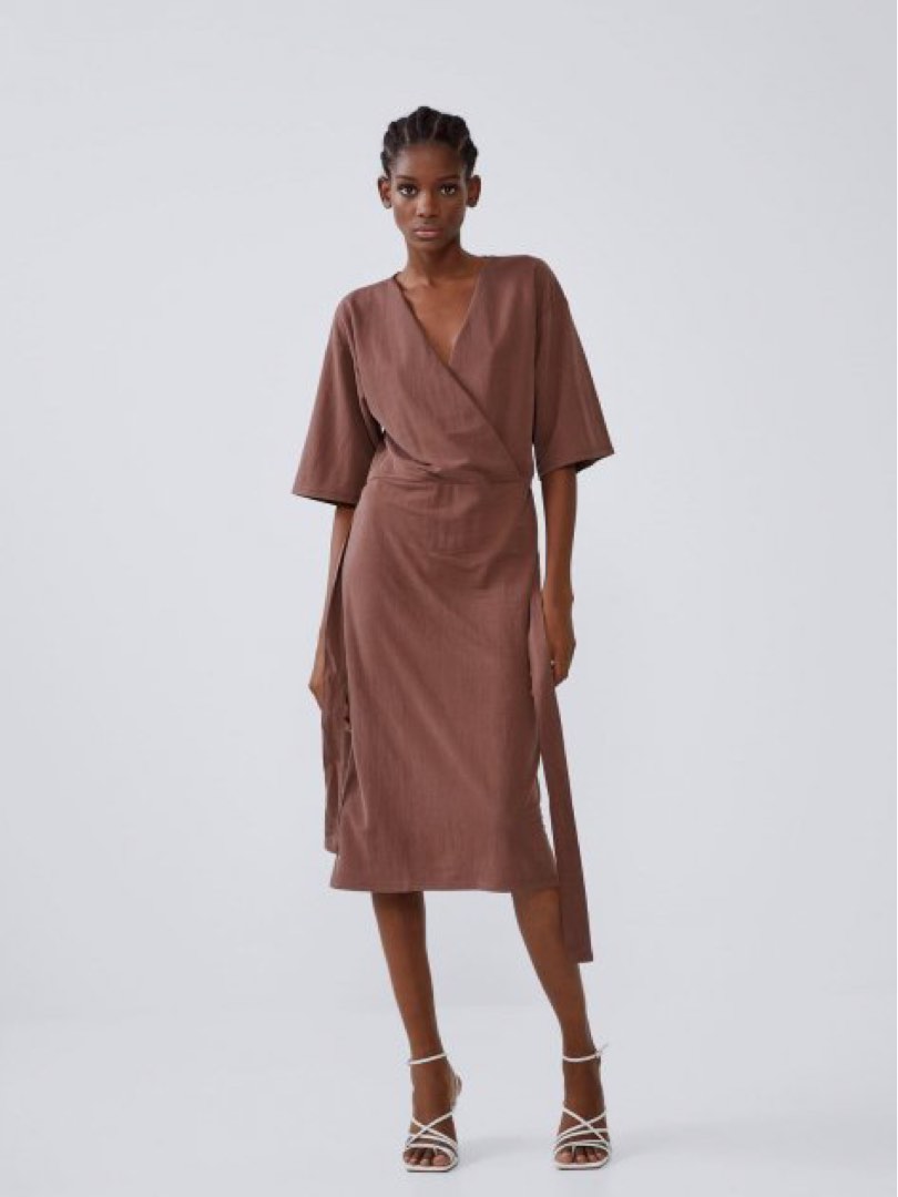 Zara belted overlap dress, Women's Fashion, Dresses & Sets, Dresses on ...