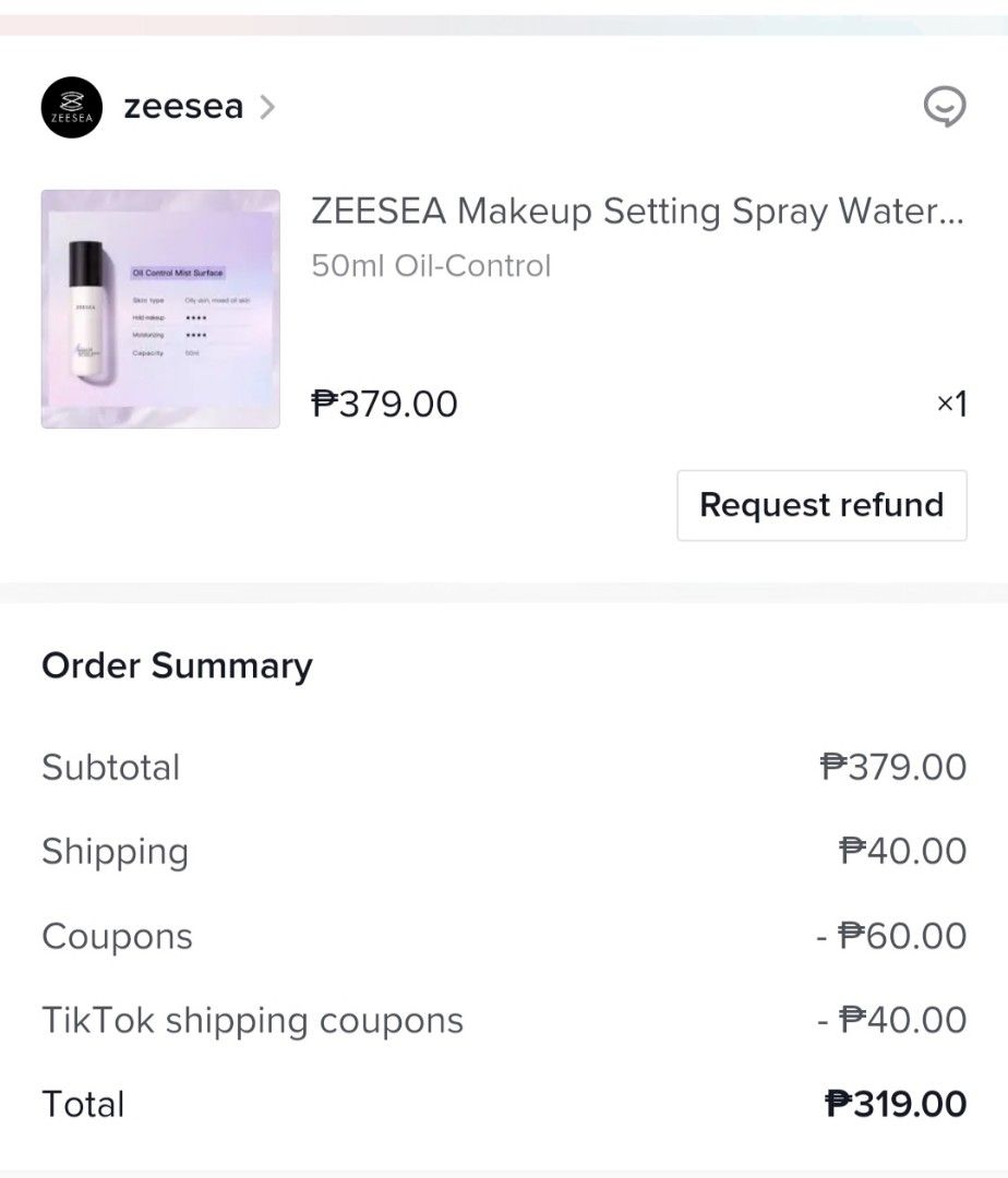 Zeesea Oil-Control Make Up Setting Spray, Beauty & Personal Care, Face, Makeup on Carousell