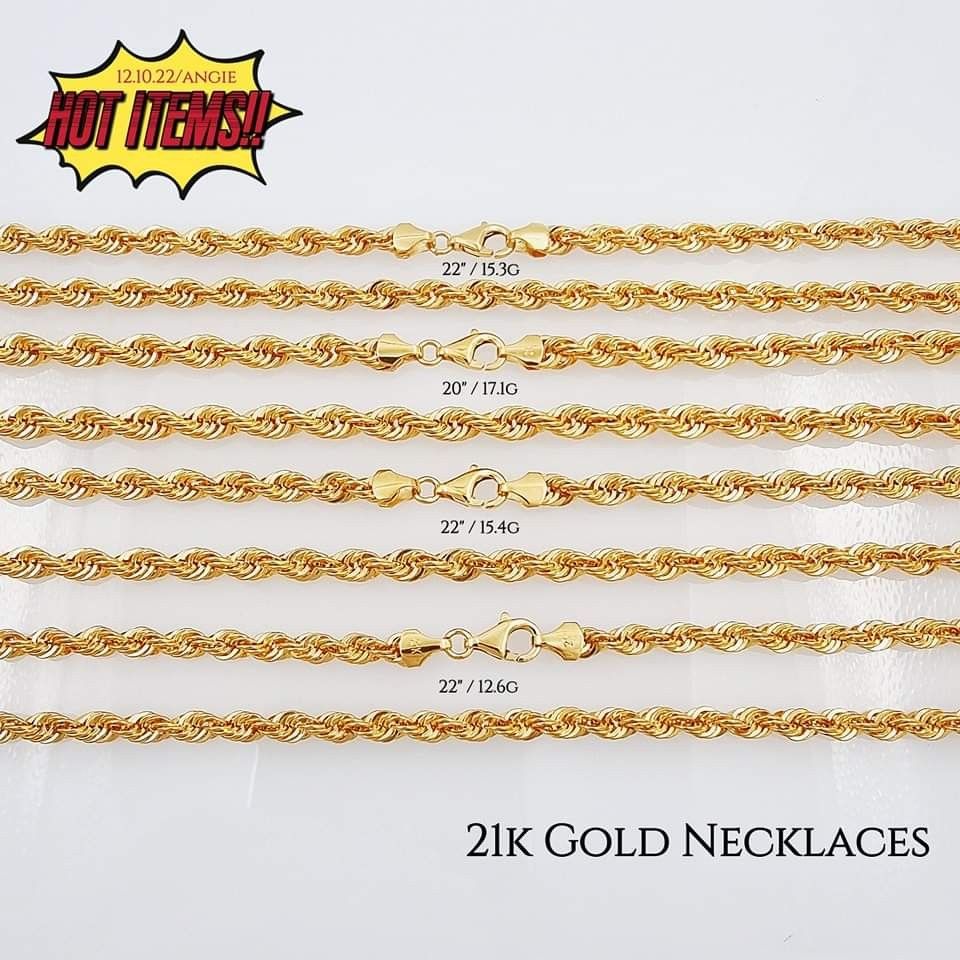 21K Saudi Gold Rope Chain, Women's Fashion, Jewelry & Organizers ...