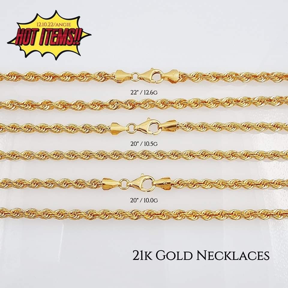 21K Saudi Gold Rope Chain, Women's Fashion, Jewelry & Organizers ...
