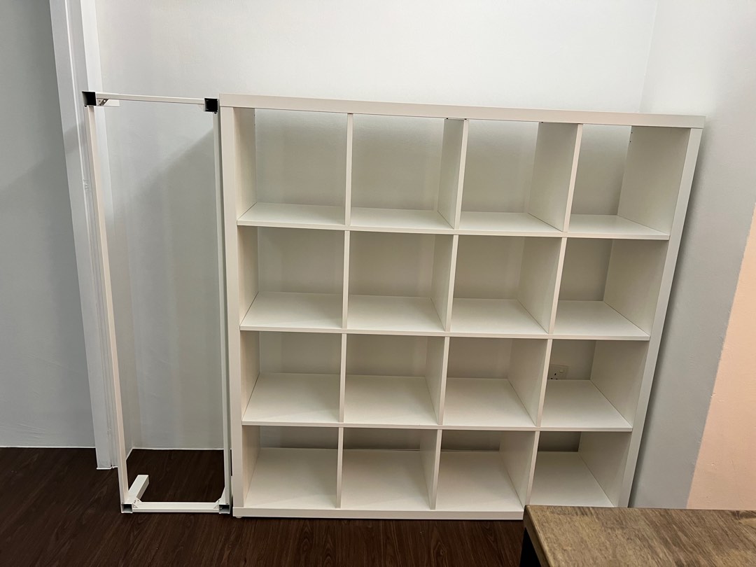 4x4 white Kallax Shelves with stand, Furniture & Home Living, Furniture ...