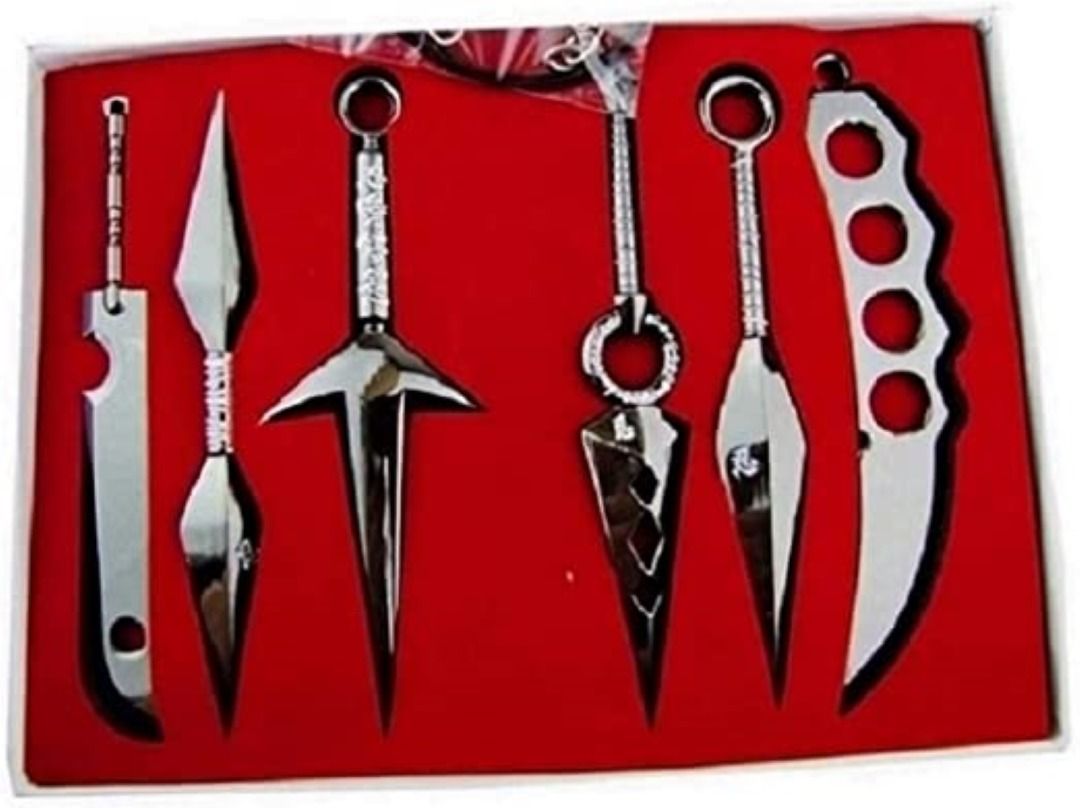 7 PC SET Gideon Naruto Anime Ninja Metal Weapon Kunai Props Konoha Leaf ...