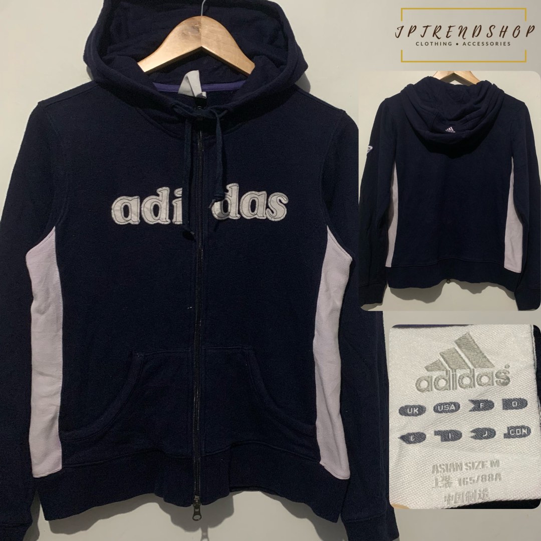 ADIDAS VINTAGE PATCH SCRIP LOGO FULL ZIP JACKET (Navy Blue), Women's ...