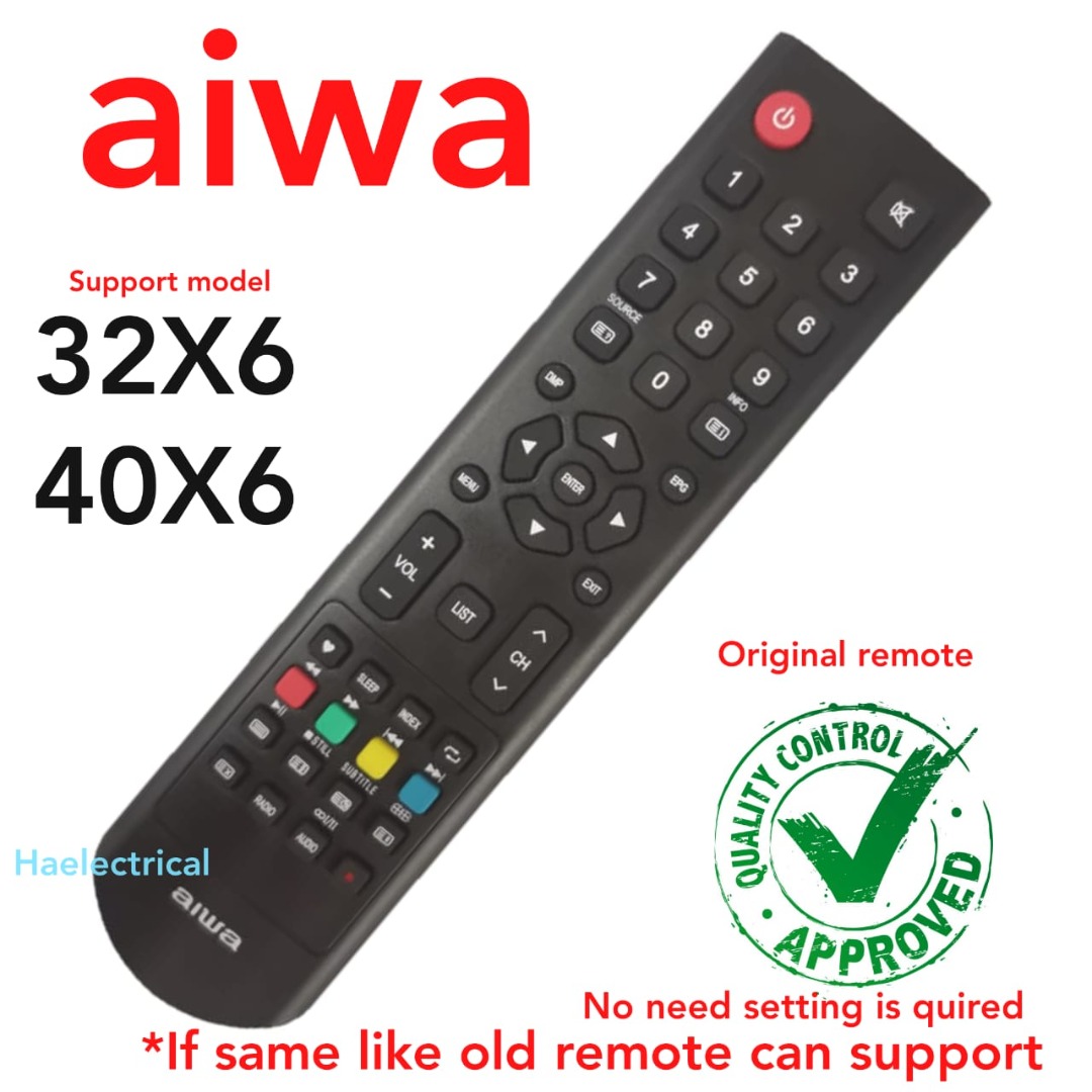AIWA TV Remote Control 32X6 40X6, TV & Home Appliances, TV ...