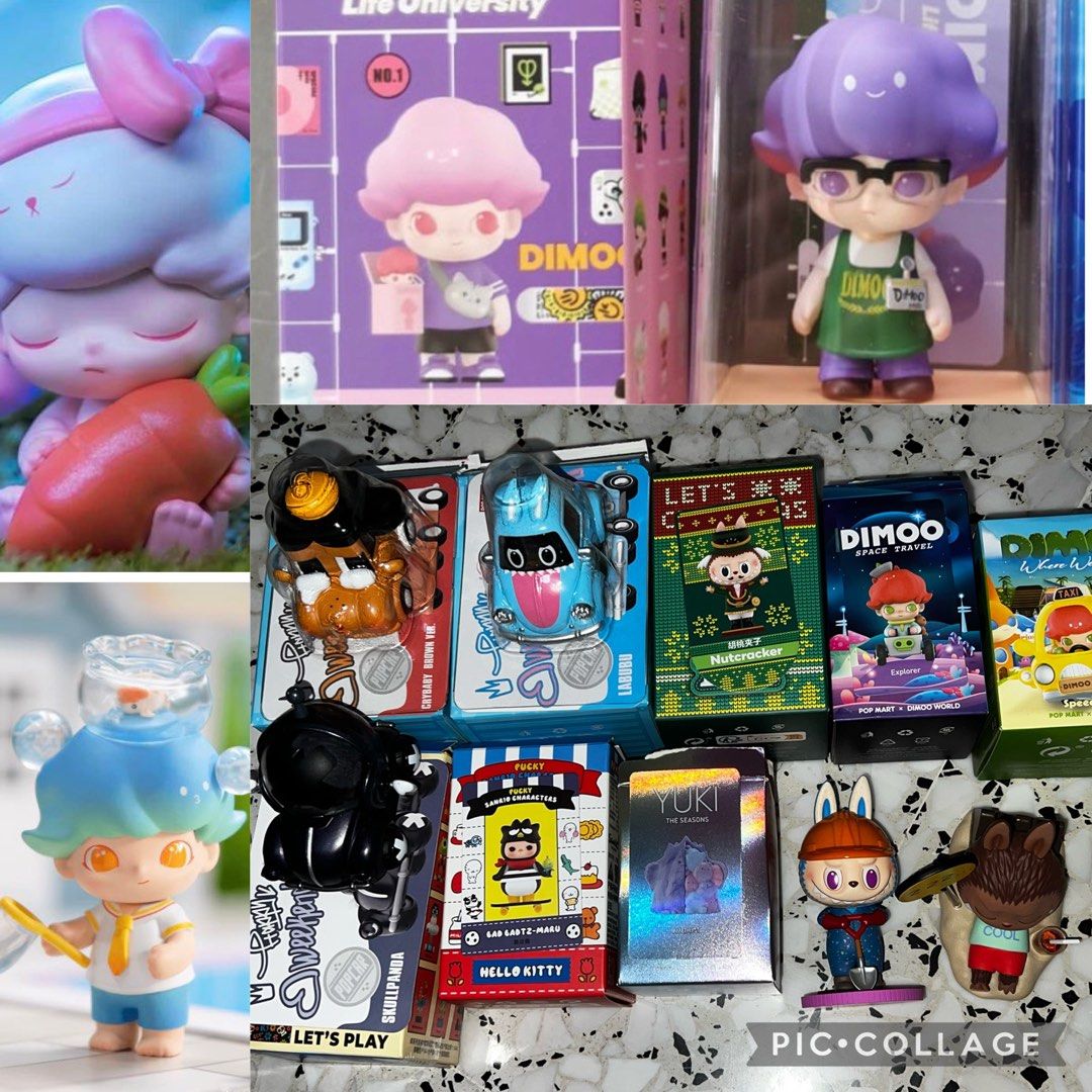 assorted popmart clearance | dimoo, labubu, yuki, skullpanda, pucky ...