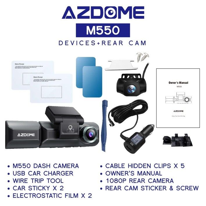 Check out AZDOME M550 2160P/4K Ultra HD 3 Channel Front & Rear DashCam ...