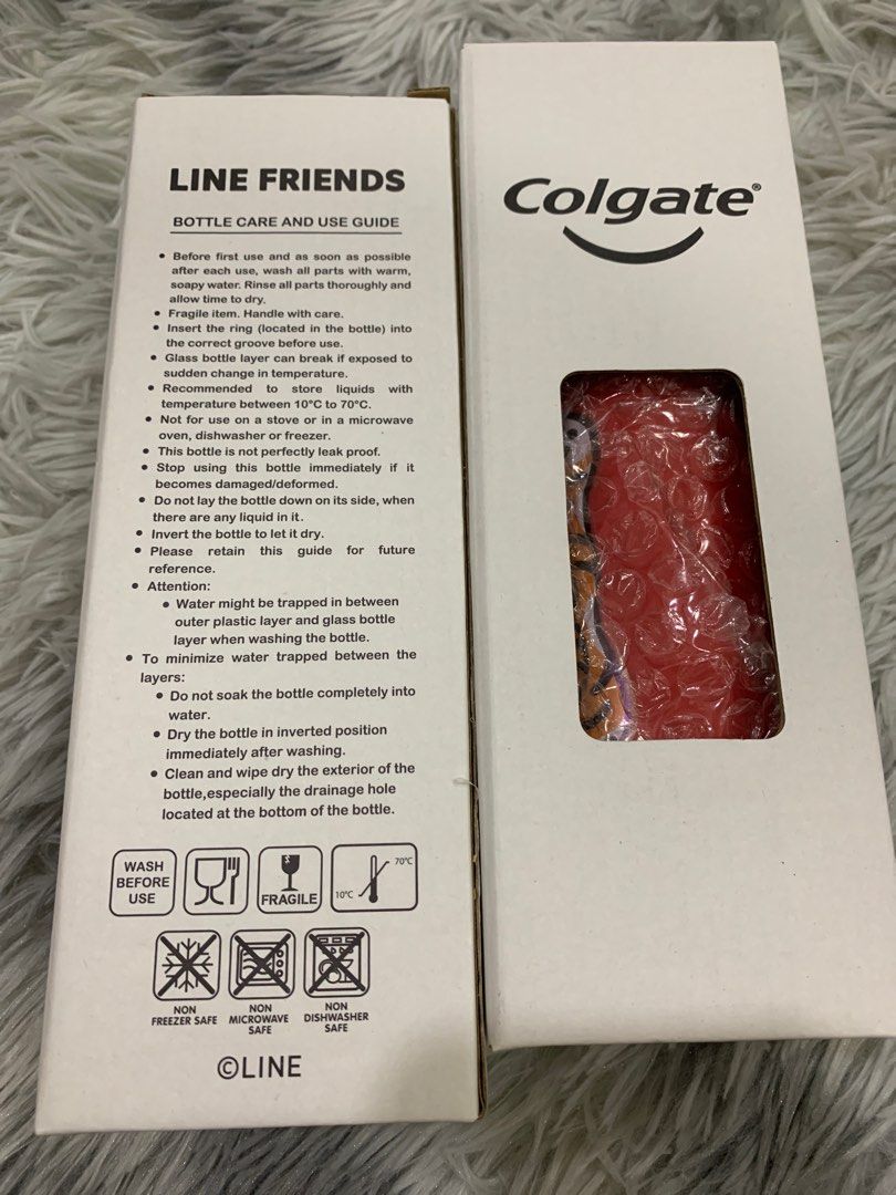 Colgate Line Friends Glass Bottle/ Tumbler, Furniture & Home Living ...