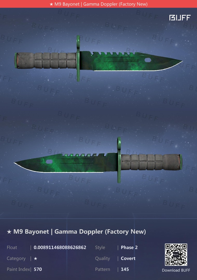 CSGO M9 Bayonet Gamma Doppler Phase 2 FN 0.008fv, Video Gaming, Gaming Accessories, In-Game ...