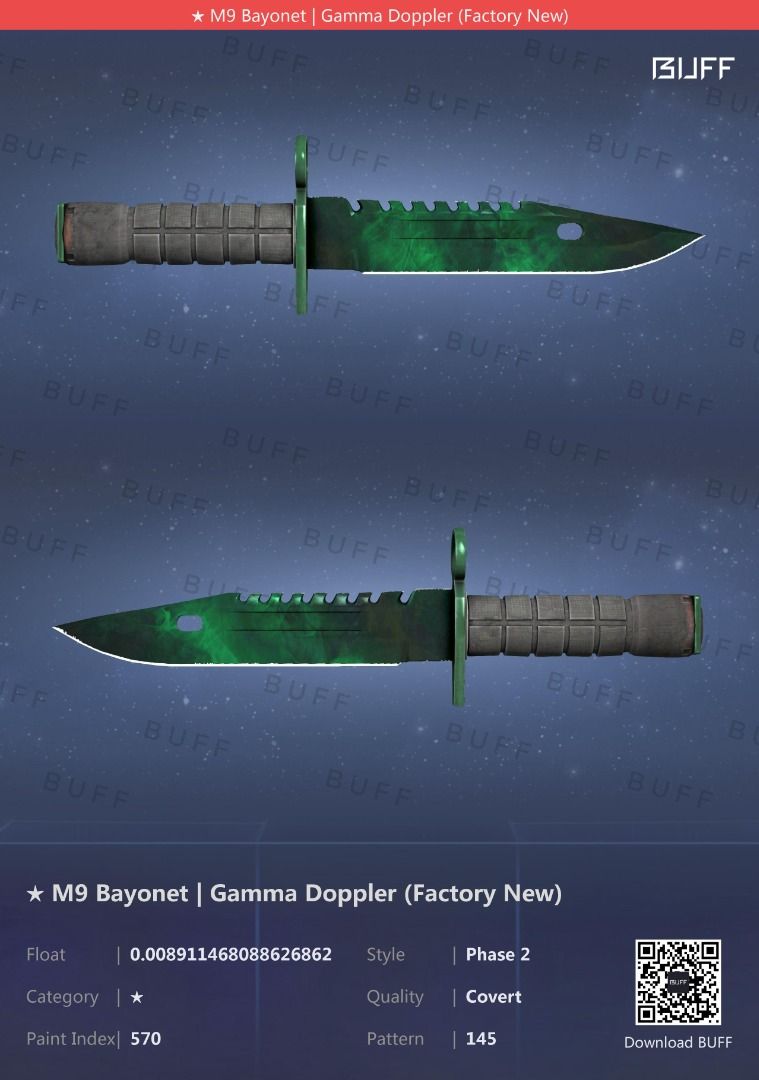 CSGO M9 Bayonet Gamma Doppler Phase 2 0.008fv, Video Gaming, Gaming Accessories, In-Game ...