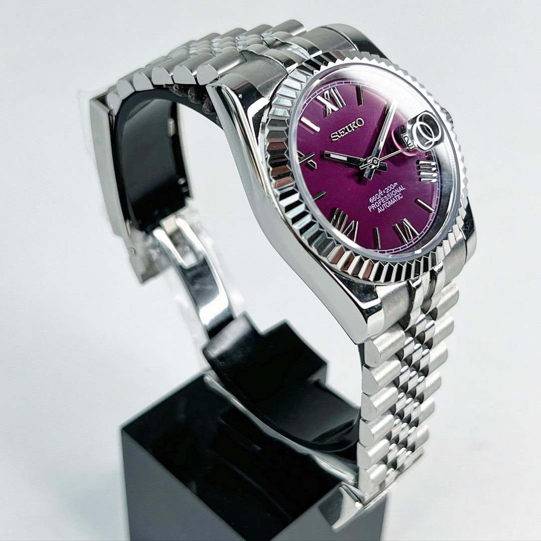 Custom Seiko Mod Purple Roman DateJust 36mm, Men's Fashion, Watches ...