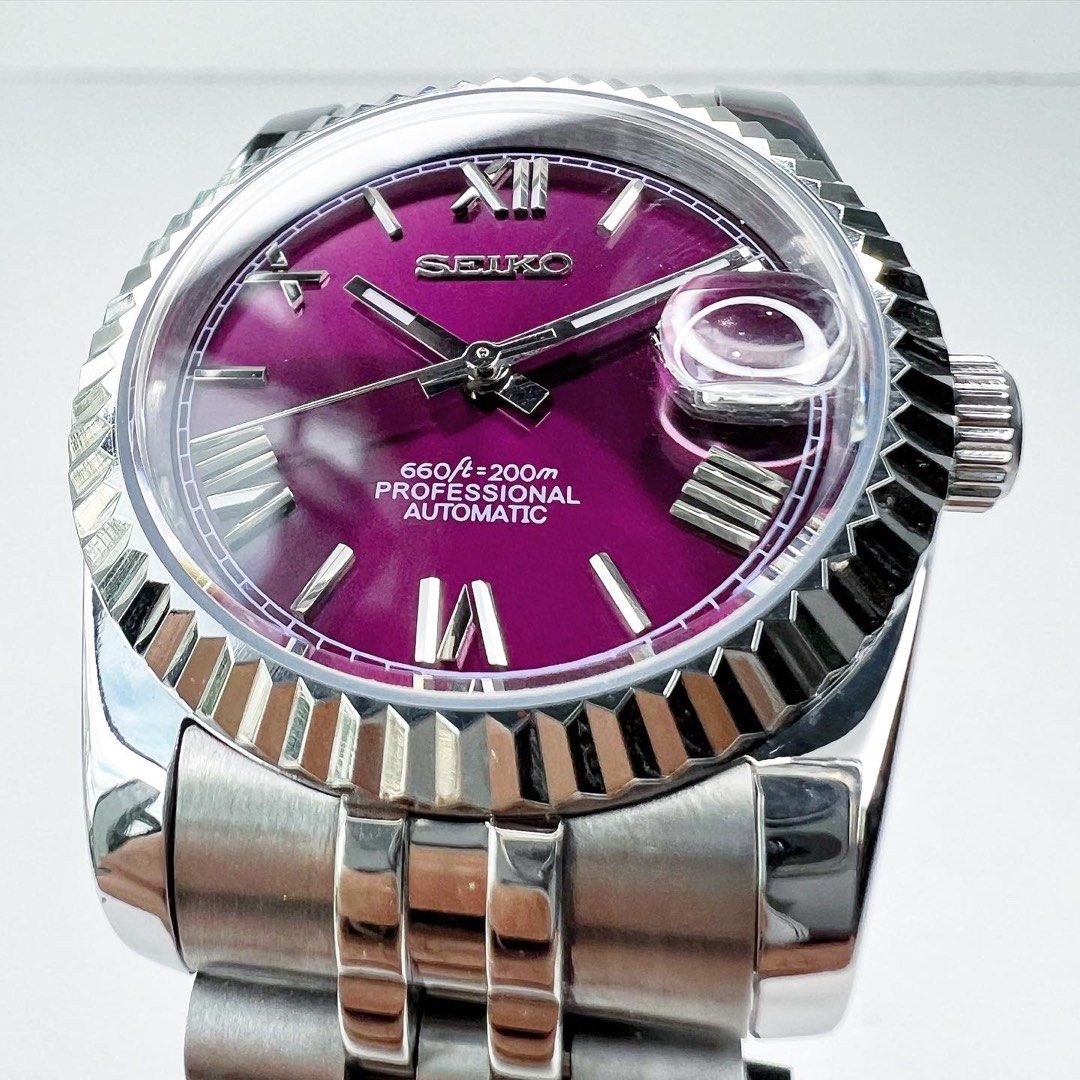 Custom Seiko Mod Purple Roman DateJust 36mm, Men's Fashion, Watches ...