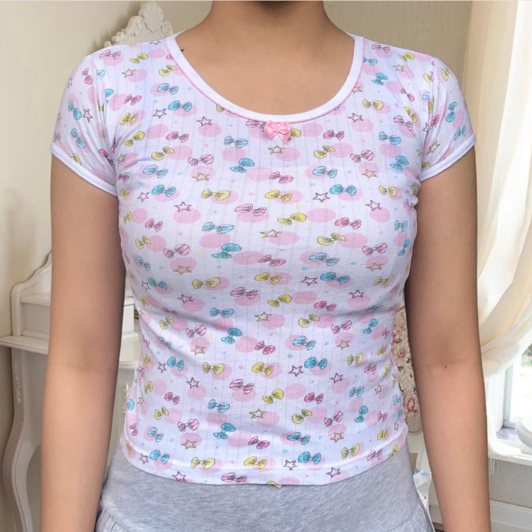 Dainty coquette ribbon & star pointelle baby tee shirt | ditsy dollette ...