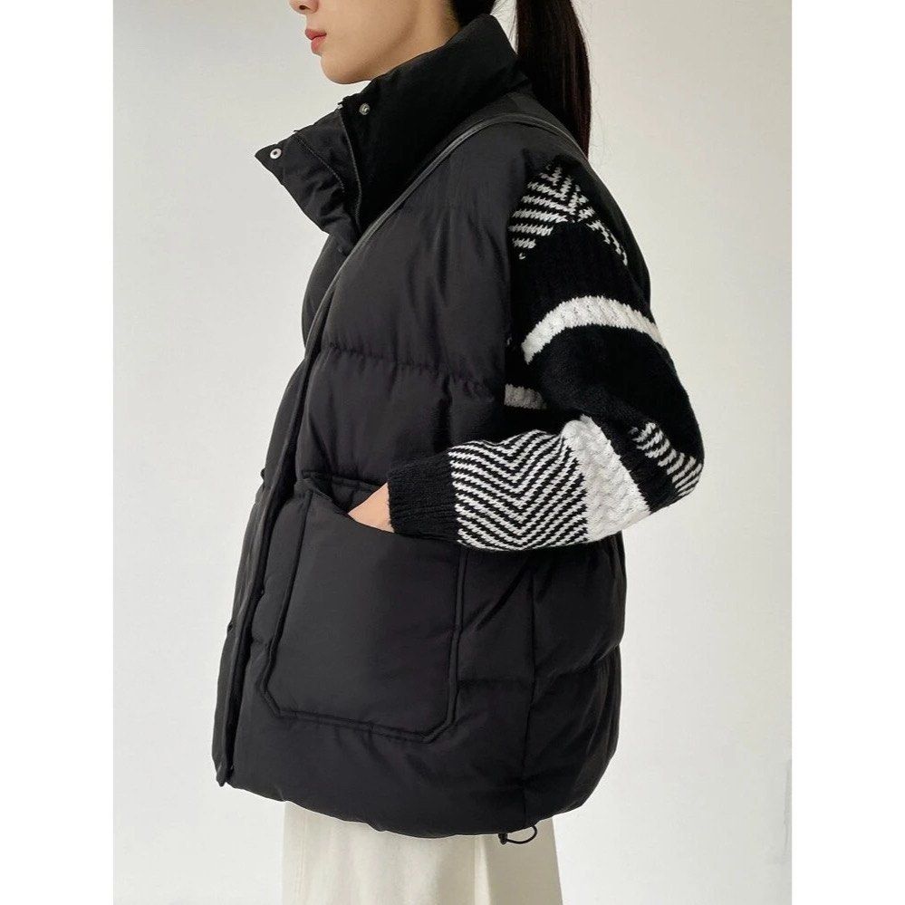 Dazy Zipper Front Flap Pocket Vest Puffer Coat, Women's Fashion, Coats ...