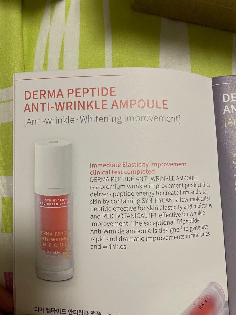 Derma Peptide Anti wrinkle Ampoule, Beauty & Personal Care, Face, Face ...