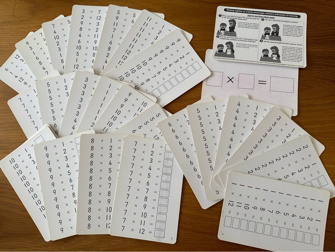 Erasable Multiplication Table Flash Cards with Answers, Hobbies & Toys ...