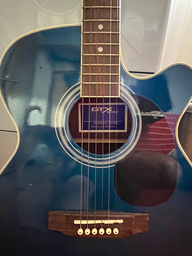 GTX Guitaras - Acoustic Guitar (Blue) with with Body Bag, Capo, Tuner ...