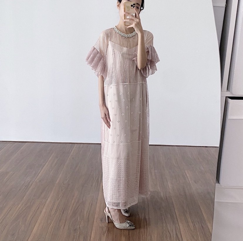 HANYA PENYEWAAN La Nounette Dress in Pinkish Nude by Kina Atelier ...