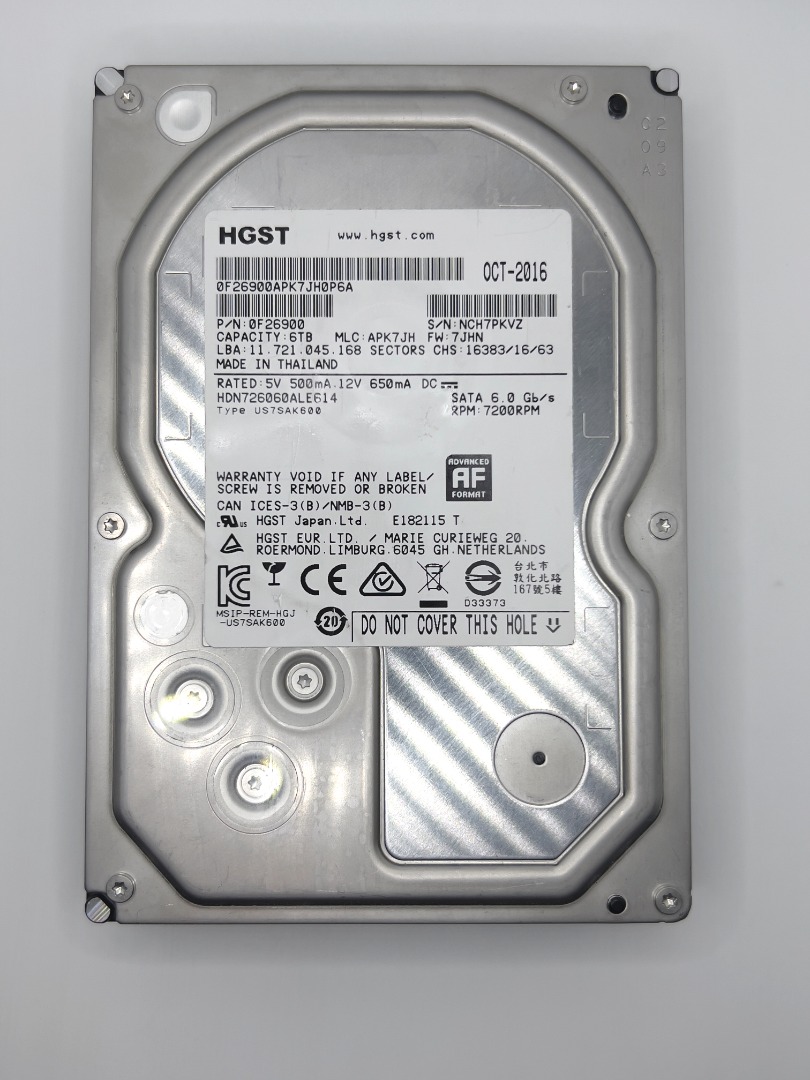 HGST 6TB 3.5" Hard Disk, Computers & Tech, Parts & Accessories, Hard ...