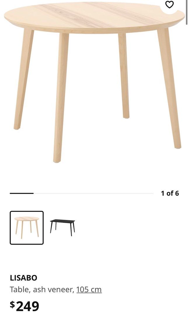 IKEA LISABO round table, Furniture & Home Living, Furniture, Tables ...