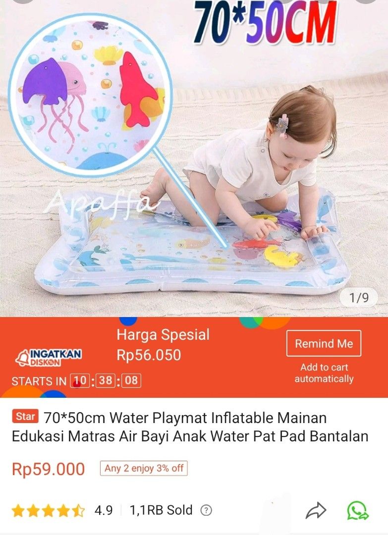 KASUR AIR MATRAS BAYI TUMMY TIME PUTIH DOLPHIN LUMBA LUMBA WATER ...