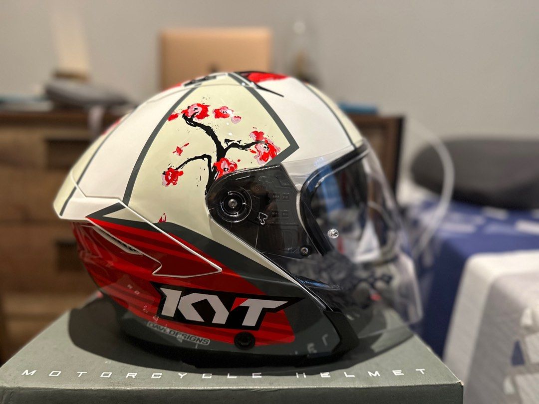 KYT NFJ Helmet Sakura, Motorcycles, Motorcycle Apparel on Carousell