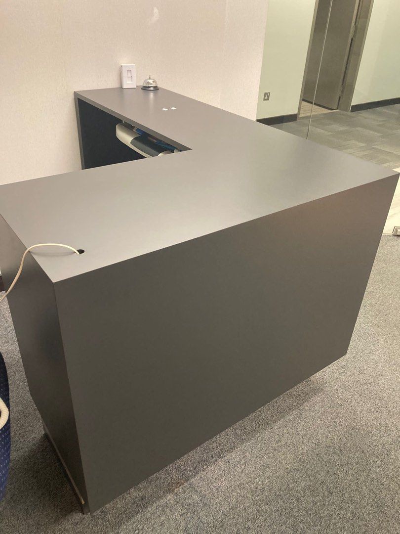 L shape small reception table, Furniture & Home Living, Furniture ...