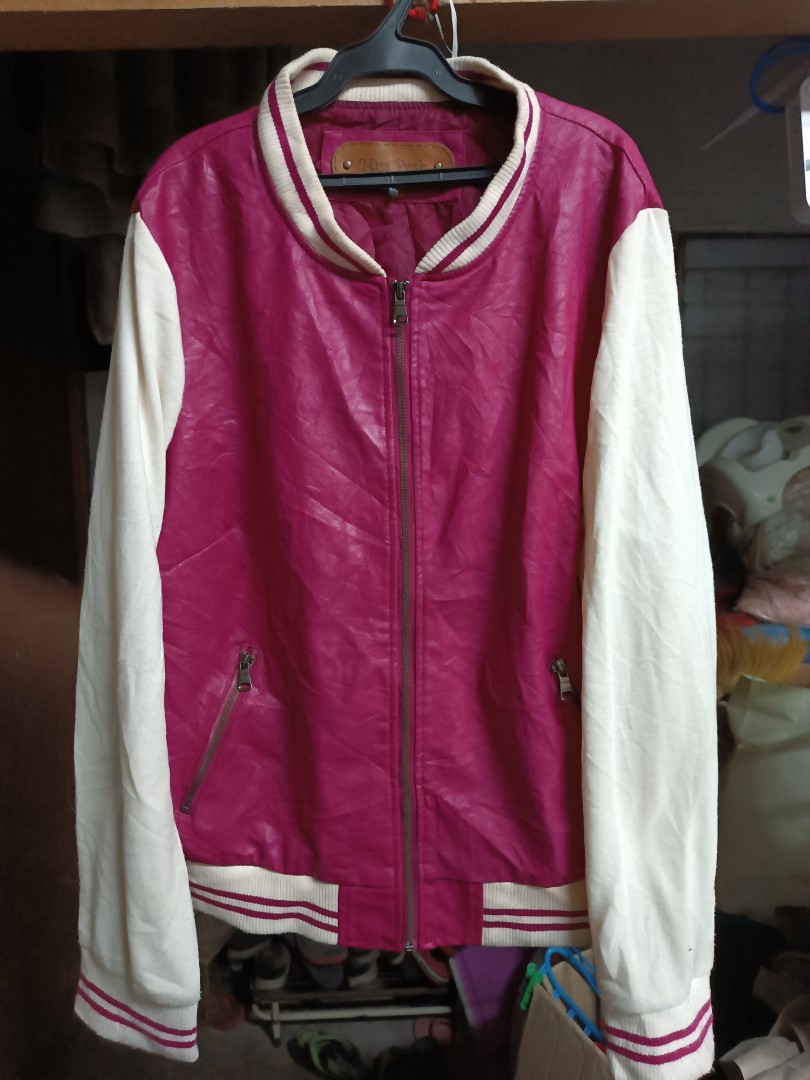 Leather Varsity Jacket, Women's Fashion, Coats, Jackets and Outerwear on Carousell