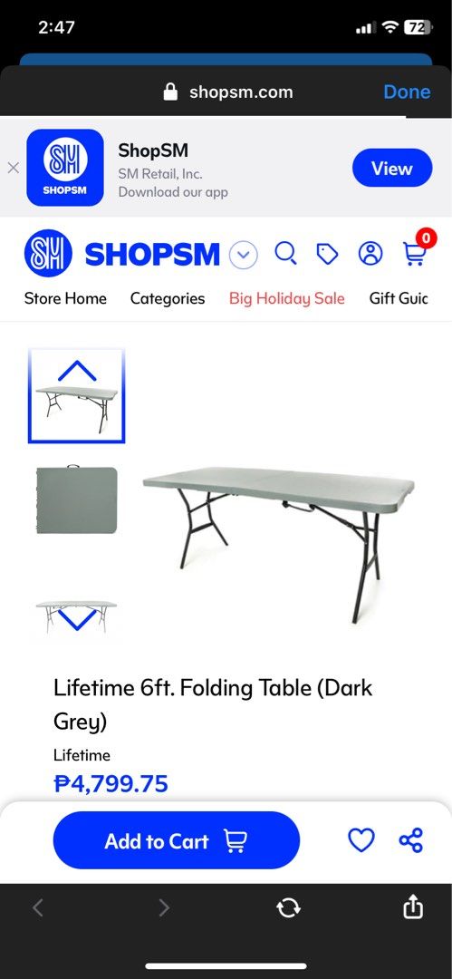 Lifetime 6FT Folding table, Furniture & Home Living, Furniture, Tables ...