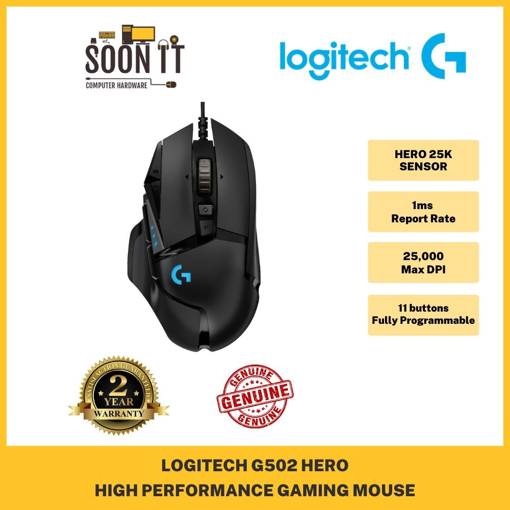 LOGITECH G502 Hero High Performance Gaming Mouse, Computers & Tech ...