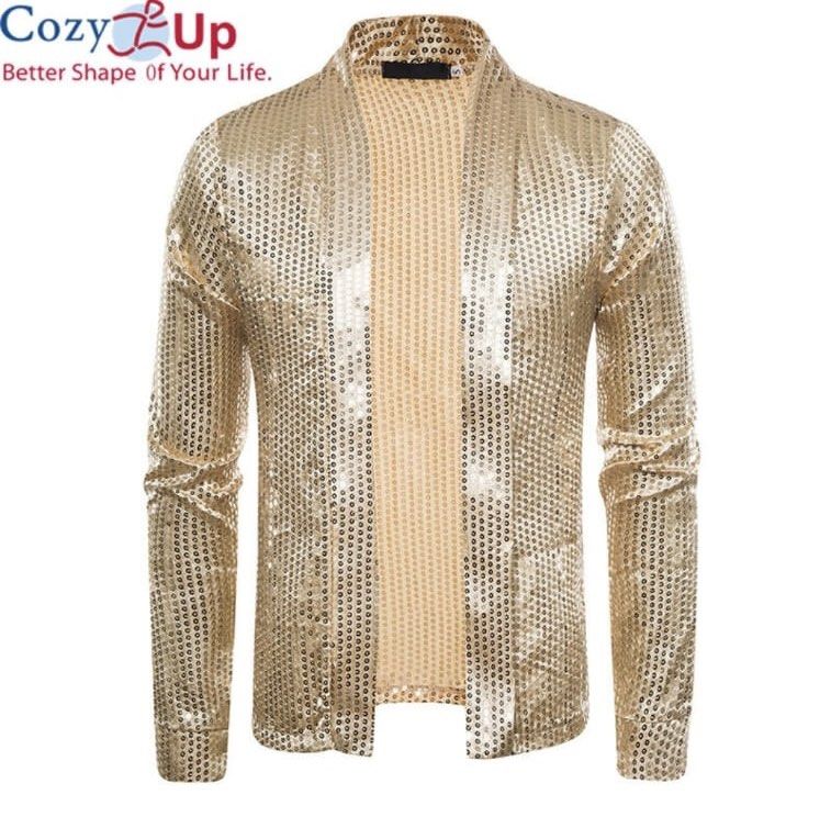 Men Gold Sequin nightclub dance cardigan, Men's Fashion, Coats, Jackets ...