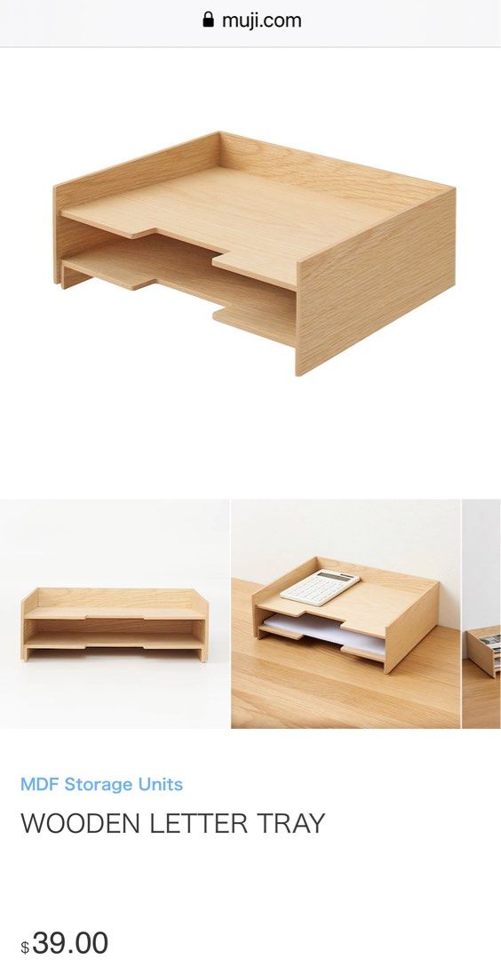 Muji Wooden Letter Tray / Table Organiser, Furniture & Home Living ...