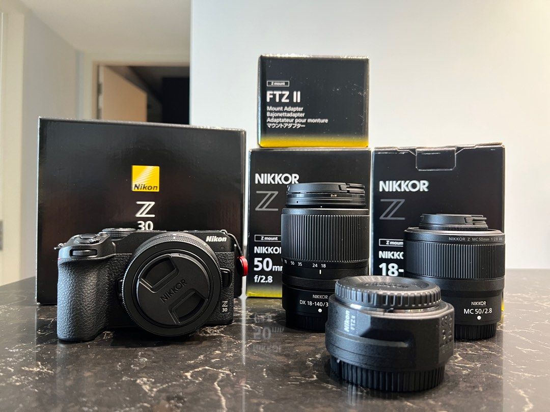 Nikon Z30 with lens and adapter, Photography, Cameras on Carousell