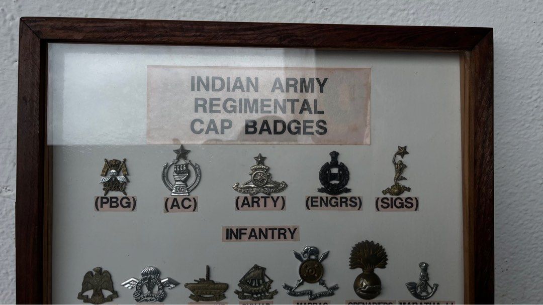 Original Indian army regimental cap badges picture frame, Furniture ...