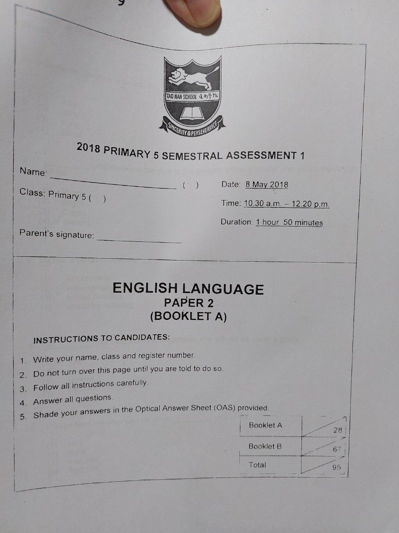 P5 English Exam Paper, Hobbies & Toys, Books & Magazines, Textbooks on ...