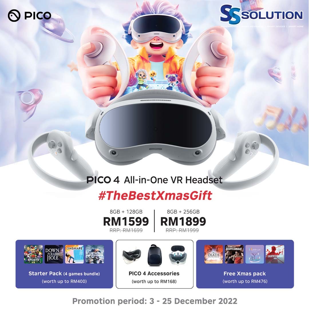 PICO 4 All-in-One VR Headset (8GB+128GB/8GB+256GB) Qualcomm XR2 l Wi-Fi 6 l 6DoF Positioning ...