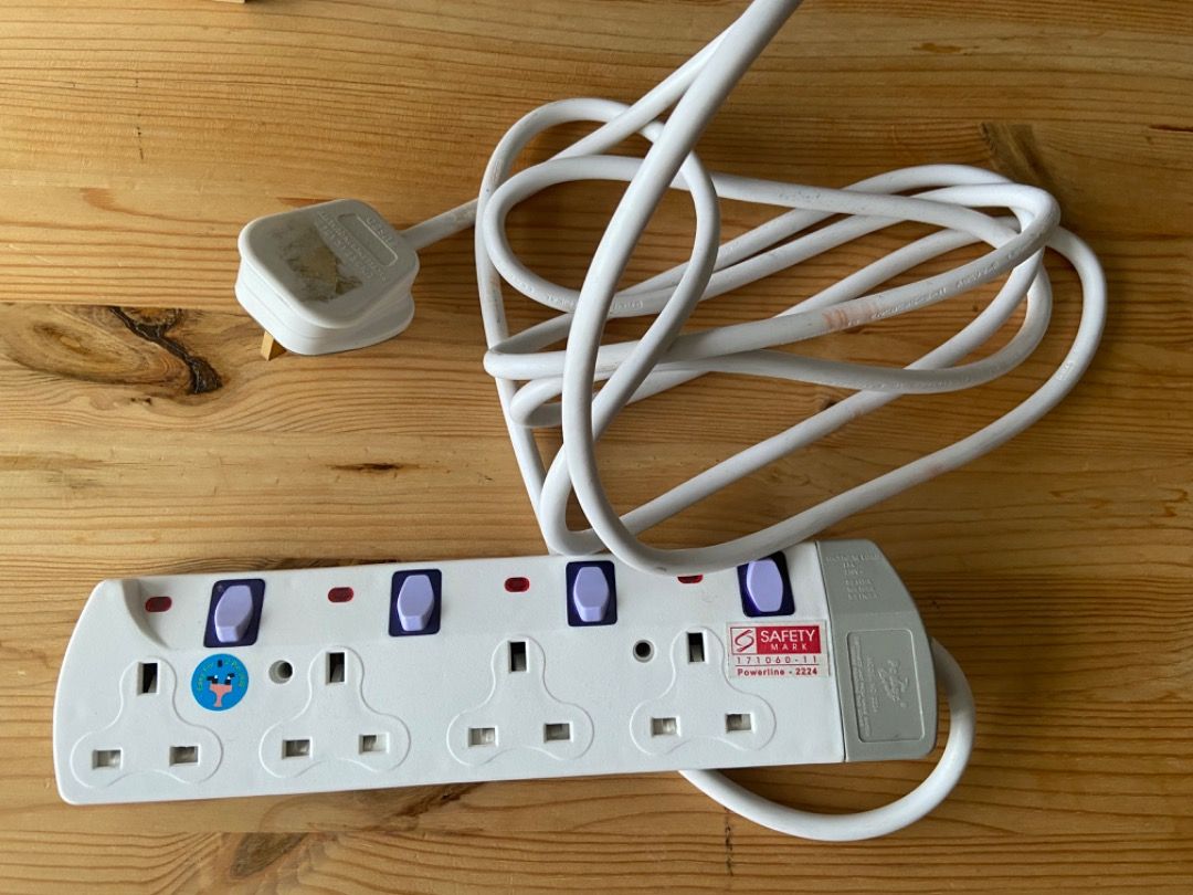 POWERLINE 4Way Extension Safety Power Socket| easy 2 Pin plug, TV ...
