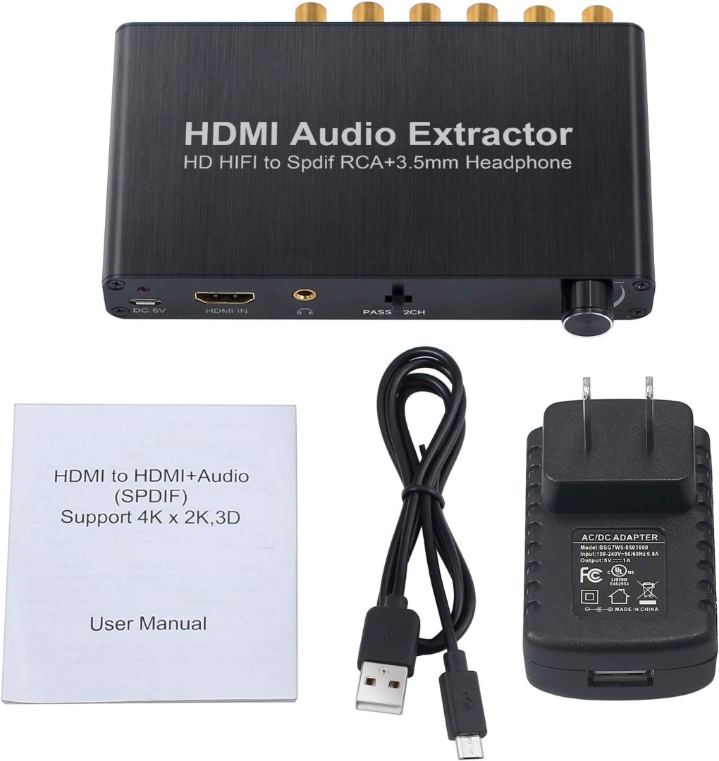 Proster HDMI Audio Extractor with Volume Adjustment 4K 3D DAC HDMI to ...