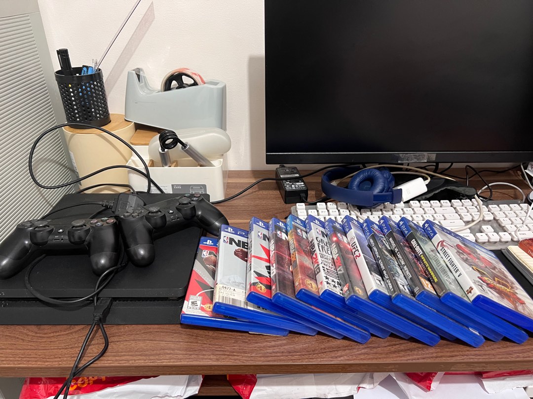 PS4 with 2 original DS4 controllers, Video Gaming, Gaming Accessories ...
